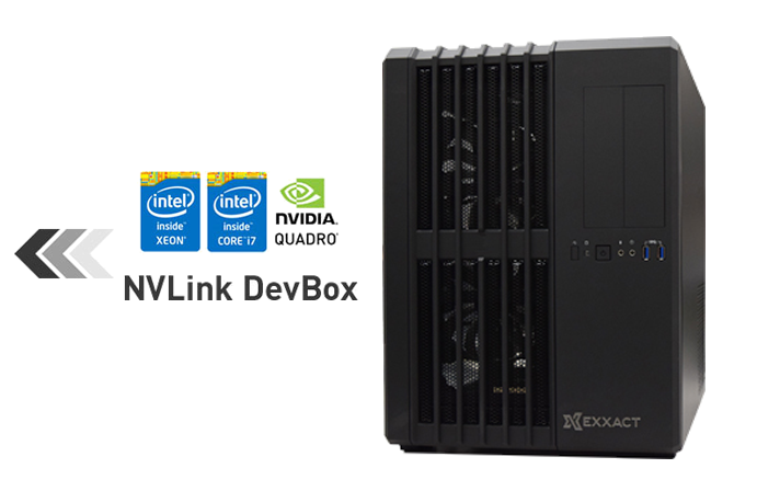 Exxact NVLink DevBox featuring four NVIDIA Quadro GP100 GPU’s